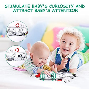 Vicloon Soft Cloth Baby Books, Baby Books 0-6 Months, 3D Black and White High Contrast Soft Cloth Book, Washable Non-Toxic Early Baby Book