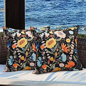 Virexen Floral Outdoor Throw Pillow Covers 20x20 Waterproof Colorful Summer Spring Garden Decorative Square Patio Pillows Outdoor Pillows Covers for Patio Furniture Set of 2 (No Pillow Insert)