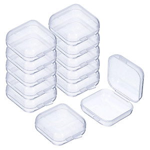 uxcell 24Pcs Clear Small Plastic Beads Storage Containers with Lids, Square Anti-Oxidation Jewelry Storage Boxes for Small Items Craft, Beads, Ear Studs, Necklaces(1.4×1.38×0.79In)