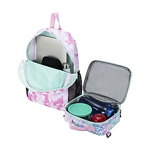 Champion Kids' Youth Backpacks & Lunch Kit Combo, Pink Candy/Aruba Blue, One-Size