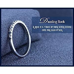 Dazzlingrock Collection Round Alternate Blue Diamond & White Diamond Stackable Anniversary Band for Women in 925 Sterling Silver Size 6.5