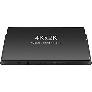 Video Wall Controller, 4K x 2K HD Display Seamless Splicing Professional Processor with RS232, HDMI Input, 4 Way HDMI & Audio Output 180 Degree Rotate TV Wall Display 2x2, 1x2, 1x3, 1x4, 2x1, 3x1, 4x1