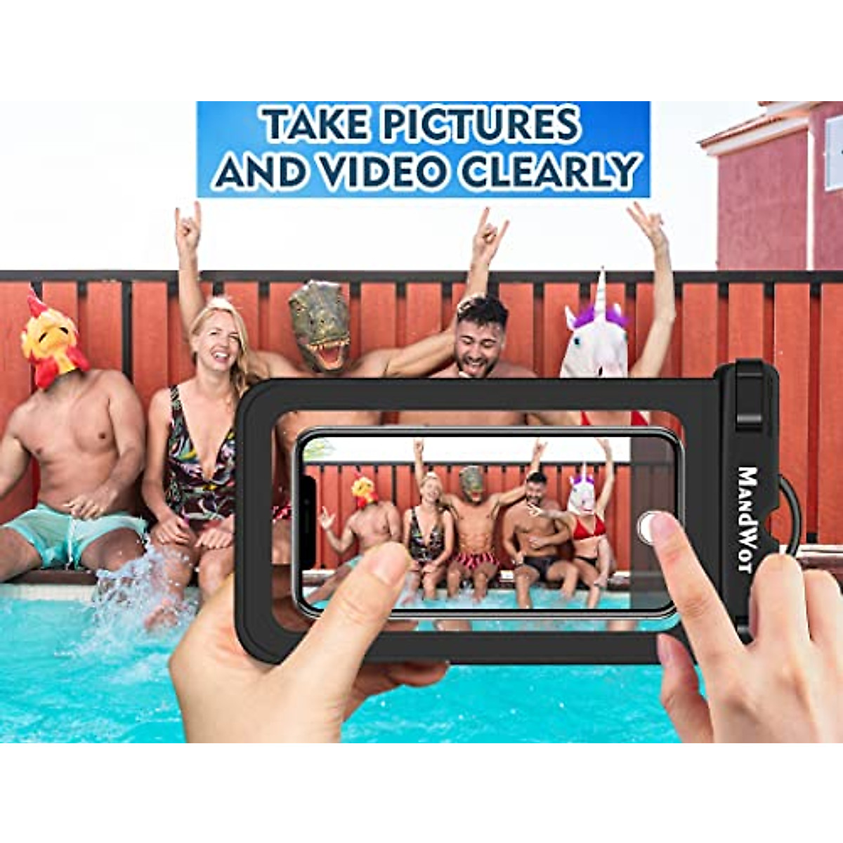 MandWot Waterproof Phone Pouch Face ID Unlock Support,Universal [8"] Cell Phone Case IPX8 Underwater-iPhone 14/13/Pro/Max/XS Galaxy S22+/S21/Note 20 Google,Beach Swimming Travel Vacation Essentials