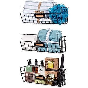 Wall Mounted Wire Basket Kitchen Storage Pantry Organizer Fruit Basket Varying Sizes Set of 3 Black