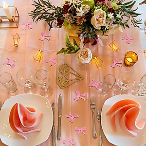 Dunzoom 300 Pcs Pink Bow Bachelor Party Confetti She's Tying The Knot Confetti Table Decorations Glitter Confetti Pink Coquette Bow for Girls Birthday Party Bridal Shower Wedding Party Supplies