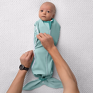 SwaddleMe Room to Grow Pod – 0-6 Months, 1-Pack (Teal Waves) Expandable Baby Swaddle Grows with Baby and Helps Prevent The Startle Reflex for Comfortable Sleep