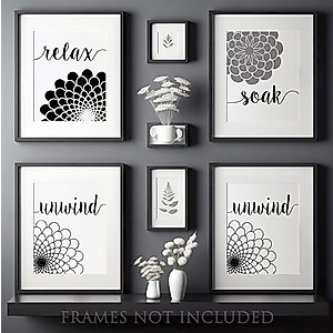 Black and White Bathroom Wall Art (8x10) - Black and White Bathroom Wall Decor Unframed Prints - Great Restroom Gray and White Bathroom Decor Black and White Bathroom Accessory