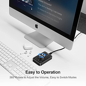 Vaydeer Volume Control Knob with One-Click Mute Function and 3 Volume Control Modes, USB Volume Knob Multimedia Controller for Win 7/8/10/Mac, Gift for Loved Ones