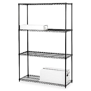 Lorell Starter Shelving Unit, 4 Shelves/4 Posts, 36 by 18 by 72-Inch, Black