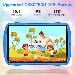 HOTTABLET Kids Tablet 10 inch, Android 12 Tablet for Kids, Parental Control Toddler Tablets, 32GB ROM 512GB Expand, Kids Apps Pre-Installed, Dual Camera, WiFi-6, Shockproof Kickstand Case