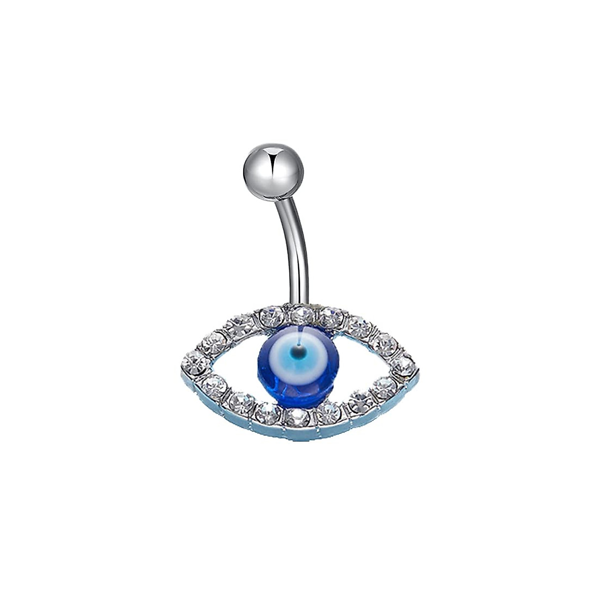 COLORFUL BLING 316L Surgical Steel Cubic Zircon Evil Eye Goth Belly Button Ring Angel Wings Curved Barbells Navel Eyebrow Rings Labret Lip Sexy Piercing Jewelry-simple