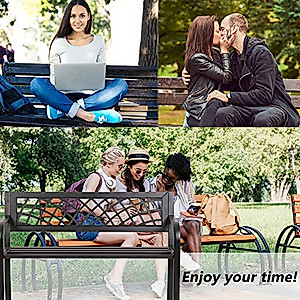 Dkelincs Outdoor Benches Clearance Garden Benches Metal Park Bench for Outside 480bls Bearing Capacity Cast Iron Patio Furniture for Porch Yard Deck Entryway