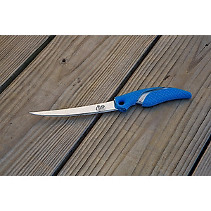Cuda 6-Inch Titanium Bonded Curved Boning Knife, Blue
