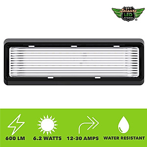 Leisure LED 2X RV Exterior Porch Utility Light XL 12v 650 Lumen Lighting Fixture. Replacement Lighting for RVs, Trailers, Campers, 5th Wheels Black Base Clear Lens (Black, 2-Pack)