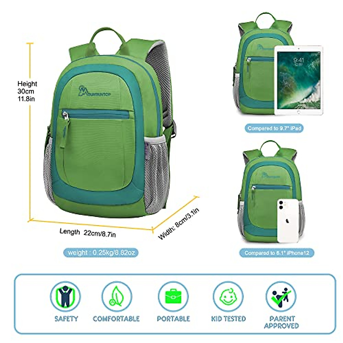 MOUNTAINTOP Kids Toddler Backpack for Boys Girls Preschool Kindergarten Bag