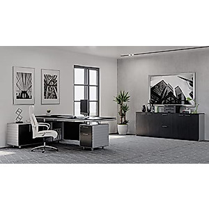 Zuri Furniture Reagan Modern Polished Cabinet Credenza - Black