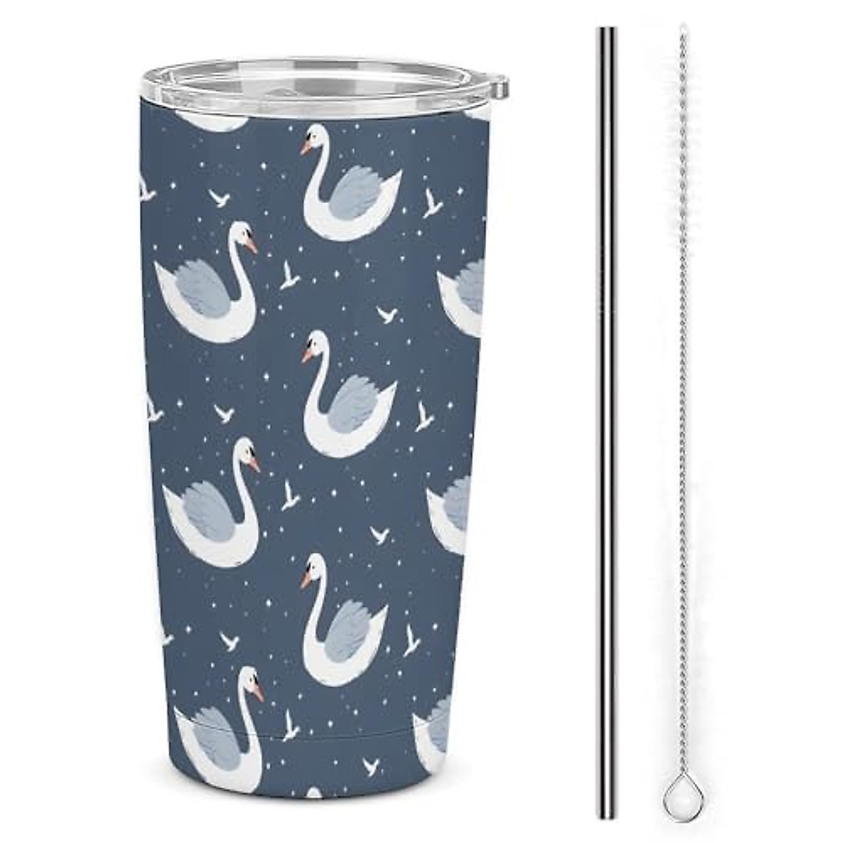 KIOWEIR Duck And Dark Background Stainless Steel Tumbler 20oz With Lid And Straw, Insulated Tumblers Coffee Cup, Travel Mug for Ice Drink & Hot Beverage for Women Men Boys Girls