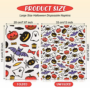 100 Pcs Halloween Napkins Paper Halloween Guest Napkins Christmas Napkins Paper Christmas Guest Napkins Halloween Christmas Napkins Disposable Cocktail Napkins Paper for Party Bathroom