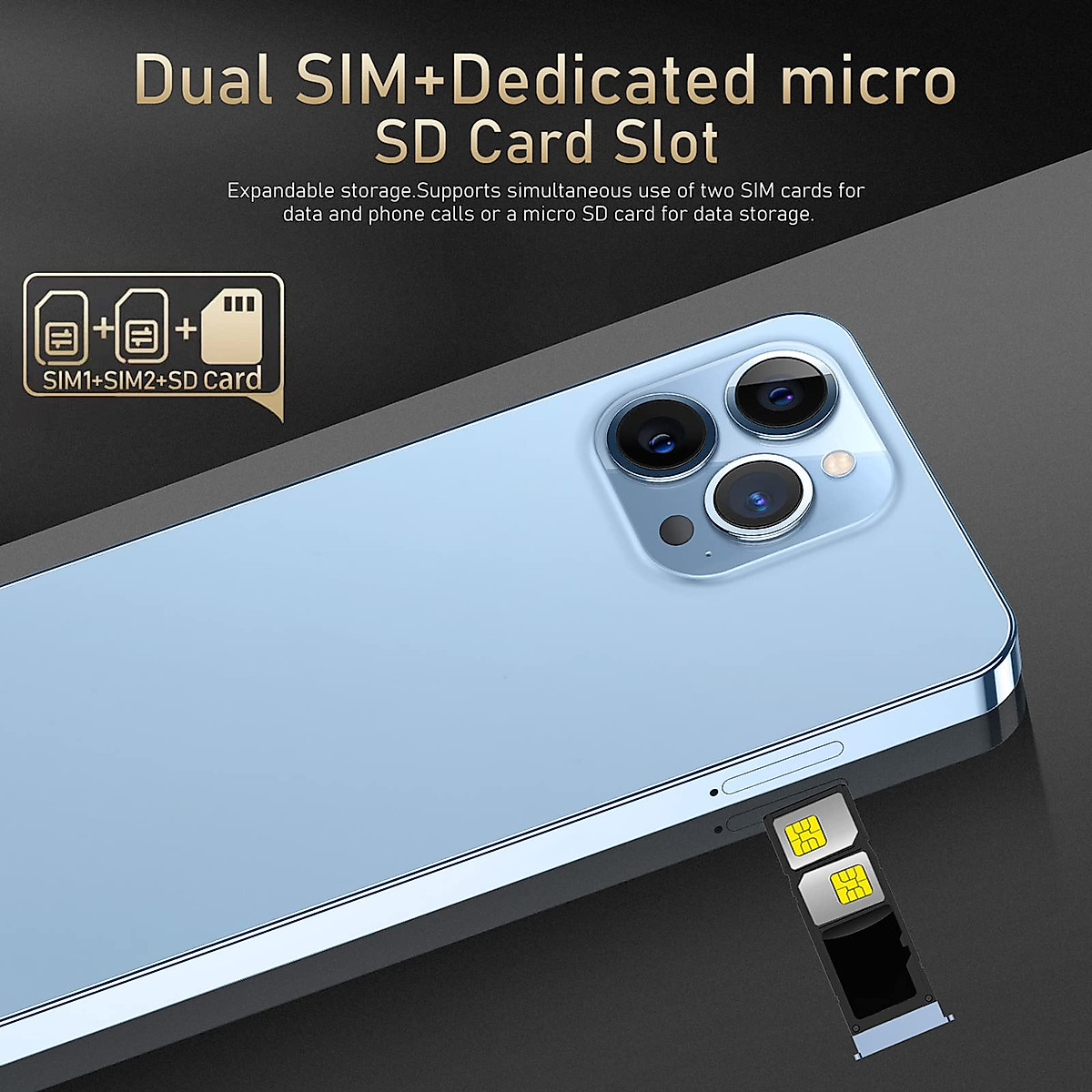 I14 Promax 6.7 Inch Punch Screen 4G Smartphone with 16M Rear and 8M Front Camera for Android 12 4GB RAM 128GB ROM 4000mAh Long Battery Life for Elderly Kids(USA)