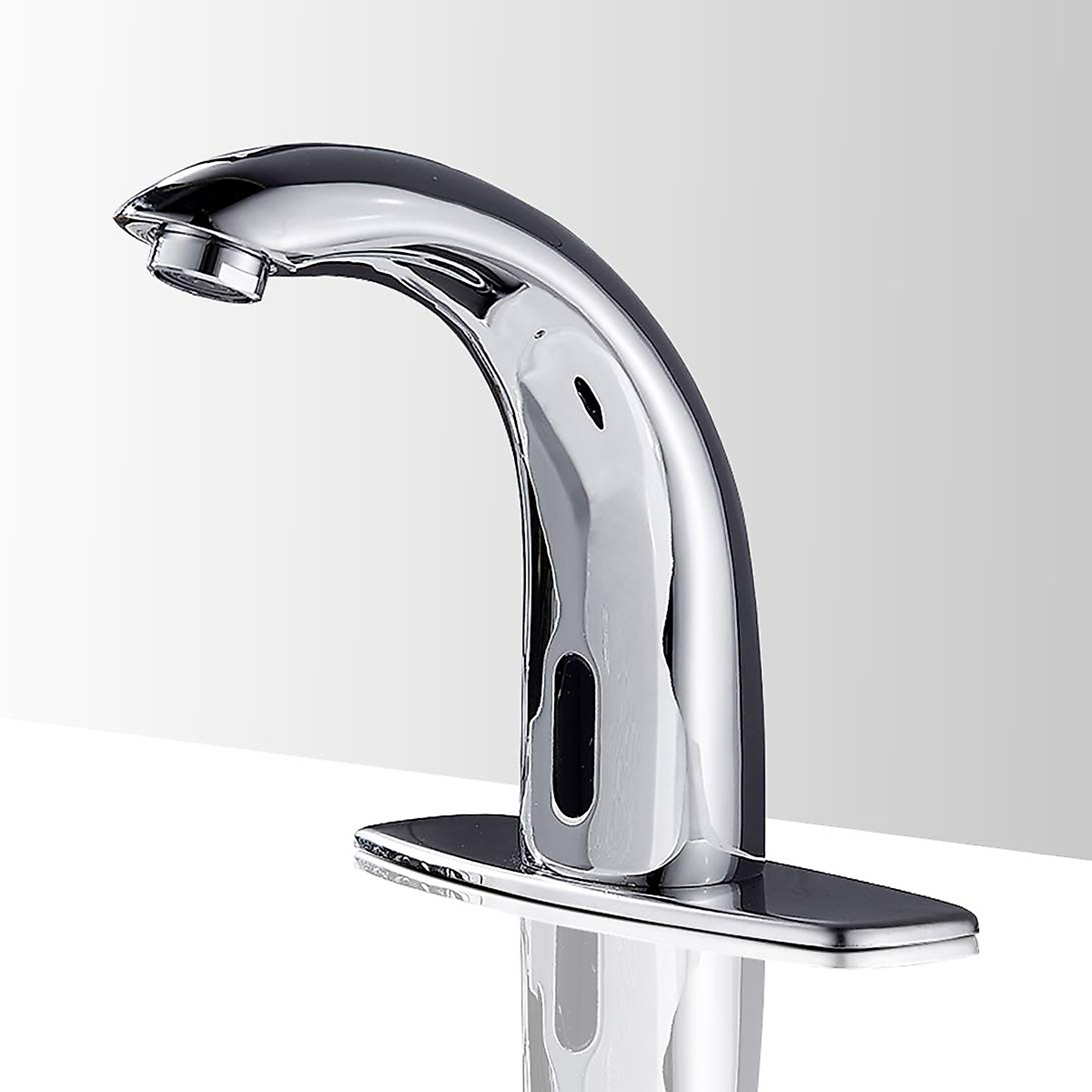 Bath Select Lano Deck Mount Sensor Faucet - BST502N Luxurious Design Solid Brass Touchless Automatic Sensor Water Mixer Faucet Without Soap Dispenser - Chrome Finish