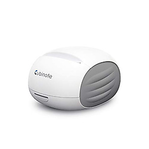 Cubinote Home Thermal Printer | No Ink Printer | Note and Label Pocket Printer | Black/White Mini Picture and Note Printer - Value Pack with 3 Colored Mini-Rolls (Blue, Pink & Yellow) (Grey)
