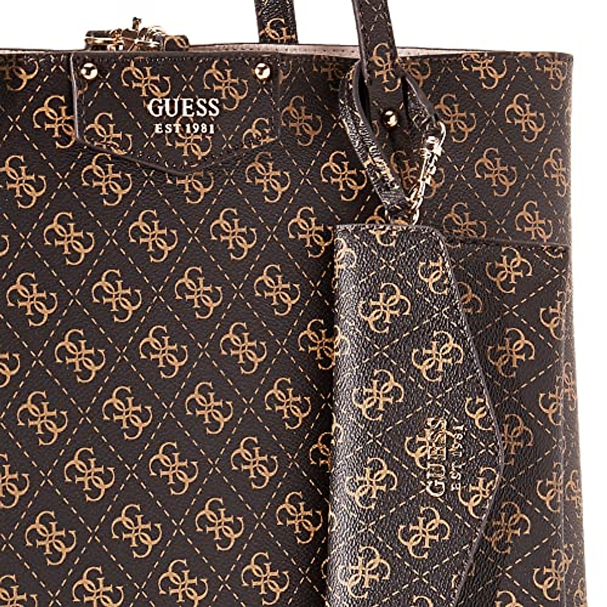 GUESS Womens Eco Brenton tote, Brown Logo, One Size US