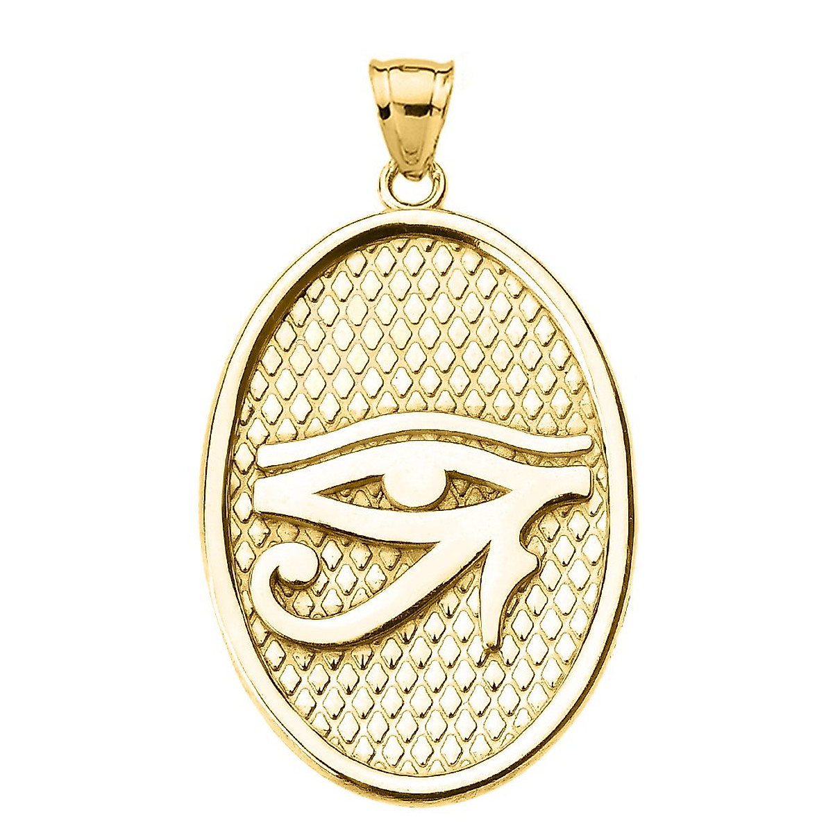 Egyptian Eye of Horus Engravable in 10k Yellow Gold Oval Pendant