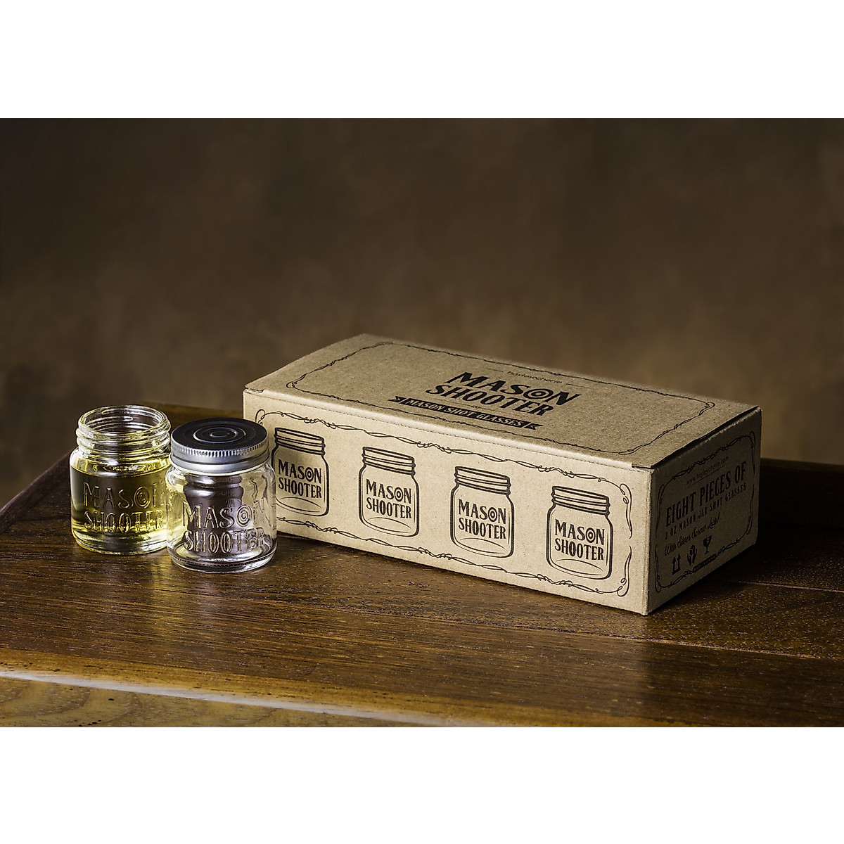 Hayley Cherie Mason Jar Shot Glasses with Lids (Set of 8) Mini Mason Shooter 2oz for Drinks, Liquor, Favors, Desserts, Parties, Birthdays, Gifts