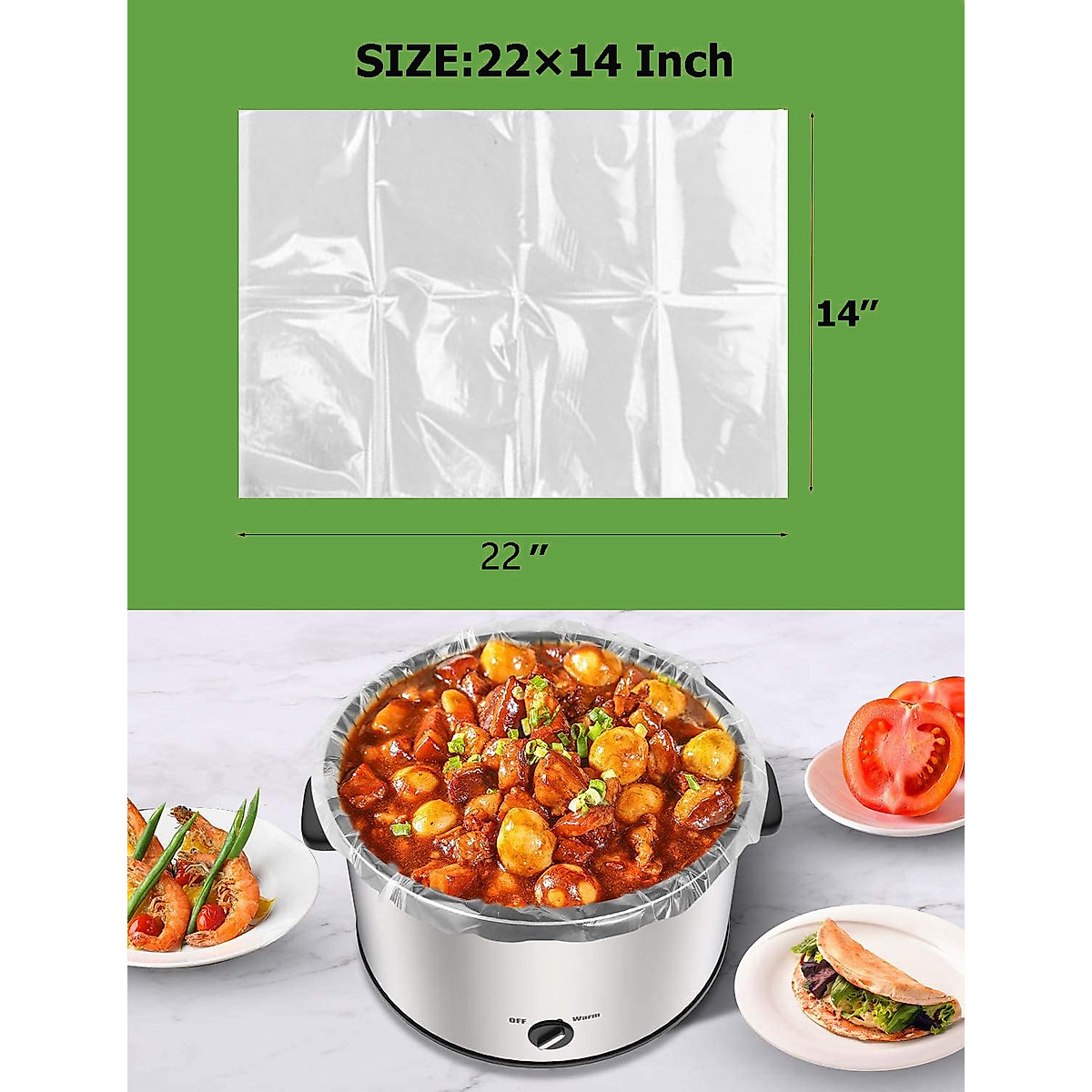 30×Slow Cooker Liners and Cooking Bags, Extra Large Cooking Liner Disposable Pot Bags, Fit 6QT to 10QT for Slow Cooker, Oval & Round Pot 14"x 22" /Bag