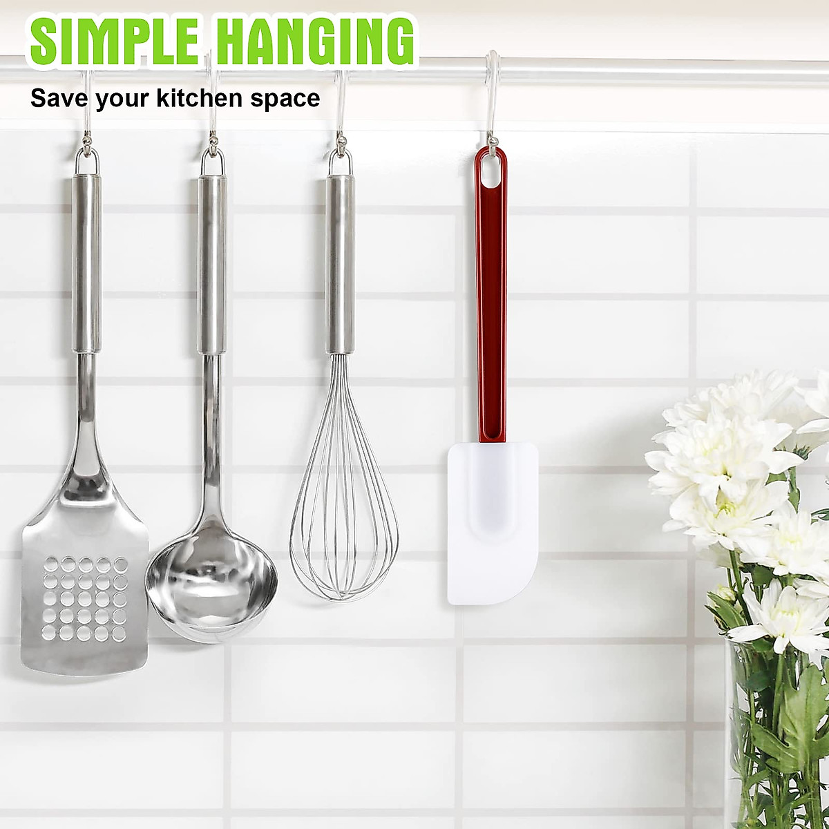 Meekoo Set of 5 Silicone Spatula Rubber Spatulas Heat Resistant Silicone Spatulas High Temp Commercial Silicone Spatula for Kitchen Cooking Mixing Frying Spreading Baking, Dishwasher Safe(10 Inches)