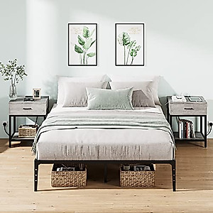 Alkmaar Queen Size Bed Frame, 14 Inch Black Metal Queen Bed Frame, No Box Spring Needed, Noise Free, Queen Size Platform Bed Frame