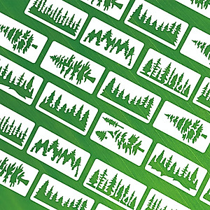 INFUNLY 12PCS Tree Stencil for Painting Pine Tree Stencils 11.8x5.9inches Reusable Painting Template Wall Sencils for Painting on Wood Forest Stencils for Painting on Wall Furniture Christmas Decor