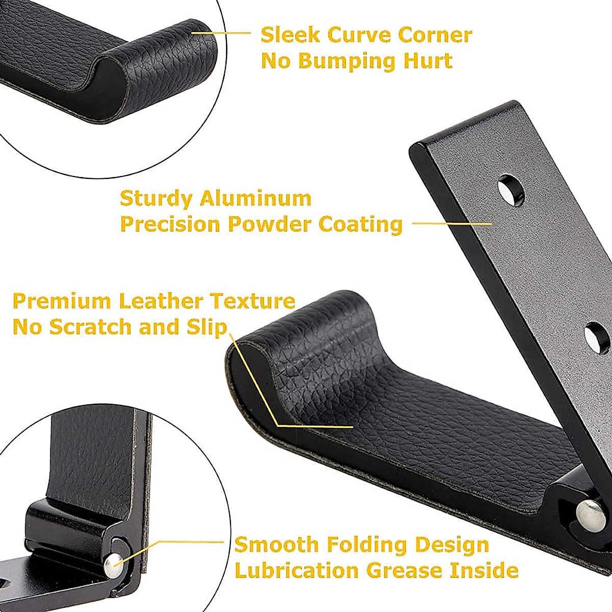 DeYoungArbeit 2-Pack Gun Magnet 46lbs Rated Magnetic Gun Mount + 4-Pack Gun Rack Wall Mount - Gun Racks Folding Shotgun Hooks Hangers Anti-Scratch