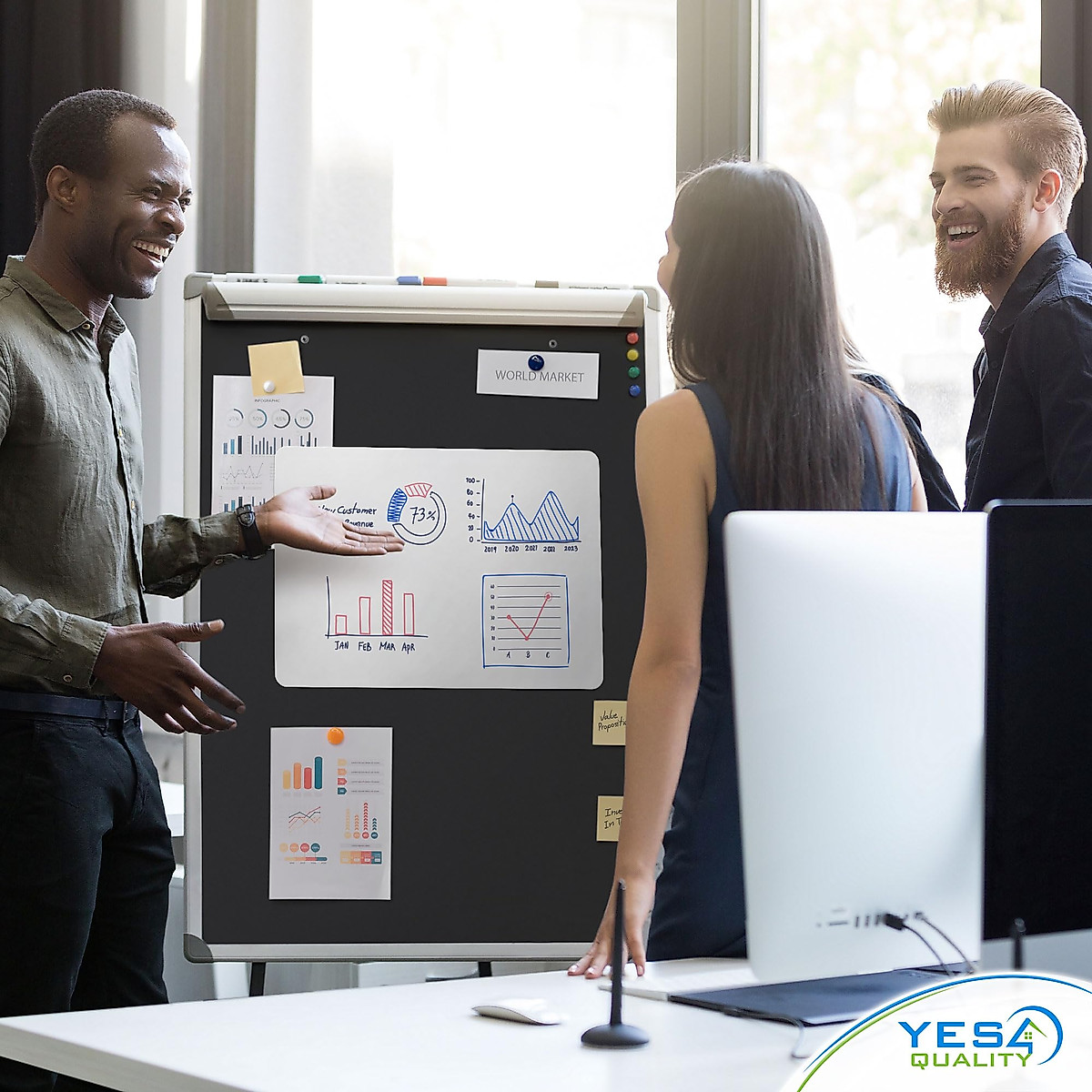 Magnetic Dry Erase Whiteboard Sheet for Fridge 19x13 in - with Stain Resistant Technology - Includes 3 Fine Tip Markers & Big Eraser with Magnets - Refrigerator White Board Planner & Organizer