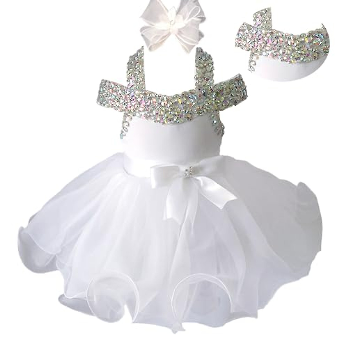 Jenniferwu G081D Infant Toddler Baby Newborn Little Girl's Pageant Party Birthday Dress White Size 3T