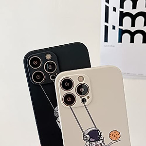 Yonds Queen for iPhone 13 mini Cute Case, Cool Cartoon Swing Astronaut Planet Moon Design Stylish Soft TPU Bumper Shockproof Anti-Slip Protector Case (iPhone 13 mini, Black Planet)