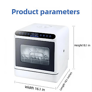 Dishwasher Tabletop Dishwasher Portable Small Fully Automatic 4 Washing Modes and Drying Function Can be connected to the faucet and manually filled with water