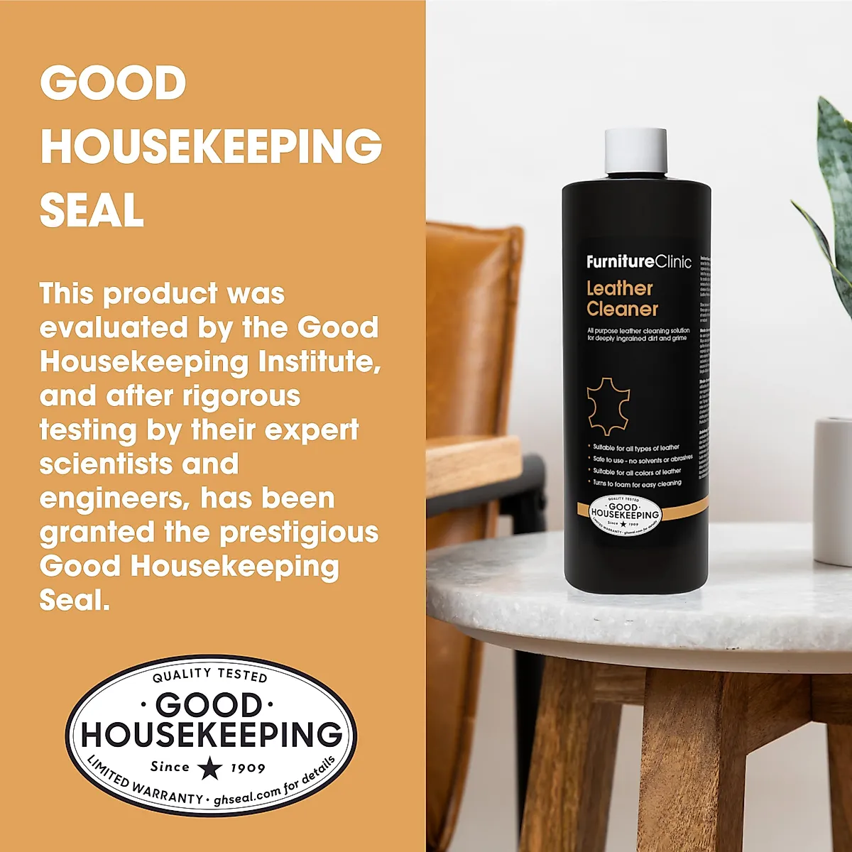 Furniture Clinic Leather Cleaner | Non-Toxic | Removes Dirt & Grime | All-Purpose Cleaning Solution for Couches, Car Seats, Purses, Shoes & Saddles | Restores All Leather Types | 8.5oz / 250ml