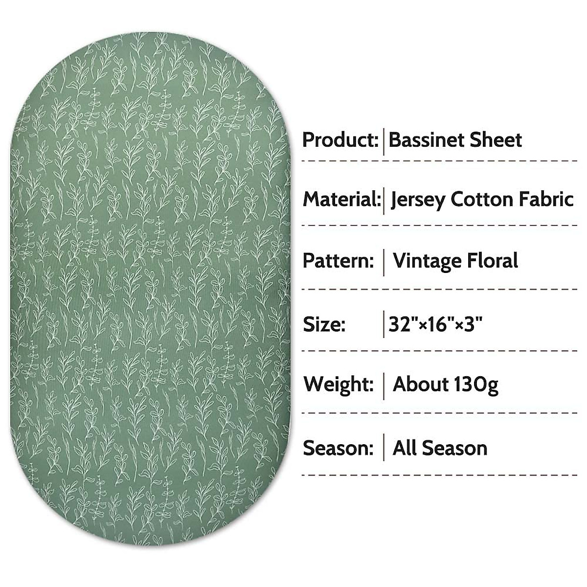 Bassinet Sheet, Jersey Cotton for Baby Boy/Girl, Fitted Sheets Flexible for Most Bassinet Mattress