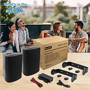 Herdio 6.5 Inches Indoor Outdoor Bluetooth Speakers Waterproof with Powerful Bass,Wall Mount Speakers Wired Weather Resistant for Patio Home Deck Porch Backyard 400 Watts(Black)