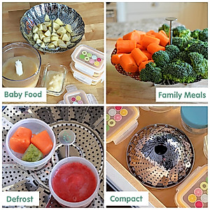 Sage Spoonfuls Baby Food Steamer Basket, Stainless Steel, Collapsible Steamer Basket for Baby Food, Vegetables & Fruit, Dishwasher Safe, Baby Food Cooker