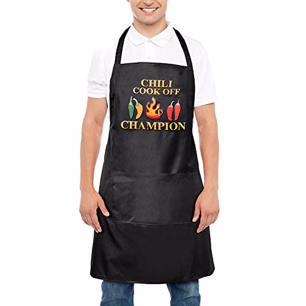 Syhood Chili Cook Off Aprons Black Bib Cook Off Aprons Waterproof Aprons for Kitchen Crafting BBQ Drawing Outdoors