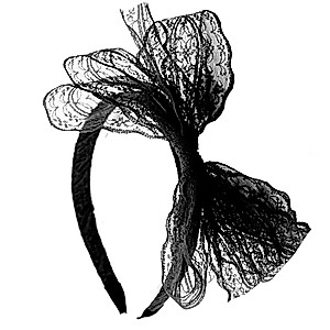 Liatunou Women Lace Bow Headband Costume Accessories for 80S Theme Party,Neon Lace Bow headpiece