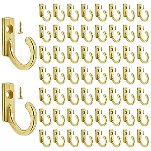 Auvotuis 100Pcs Wall Mounted Single Hooks, Small Coat Hooks Hanger Modern Robe Hooks with Screws for Keys, Cups, Hats, Towel (Gold)