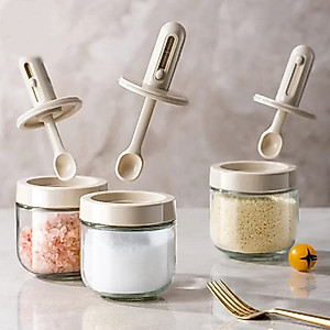 Upfrontier New Custom Mini Retractable Seasoning Bottle Glass Sugar Salt And Pepper Containers With Stand Spoon