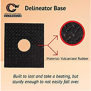 Crowd Control Warehouse Orange 45" Delineator Post, 3" Reflective Collars, 10lb Rubber Base