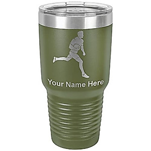 LaserGram 30oz Vacuum Insulated Tumbler Mug, Rugby Player, Personalized Engraving Included (Camo Green)