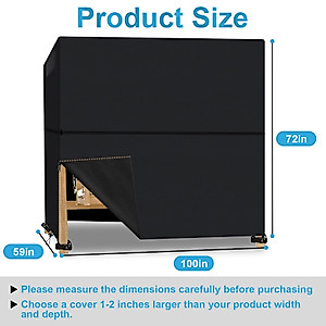 Garden Swing Cover,Patio Swing Cover for Triple Seater ,600D Oxford Waterproof UV Swing Seater Protector Cover with Zippers and Buckles，All Weather Protection,Black (Black,254*150*183cm)