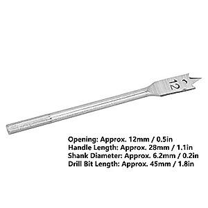 YWBL-WH Drill Bit, Spade, 4Pcs 12mm Spade Drill Bit Set Paddle Flat Bits High‑Carbon Steel Woodworking Hand Tools Hardware, Hole Saw