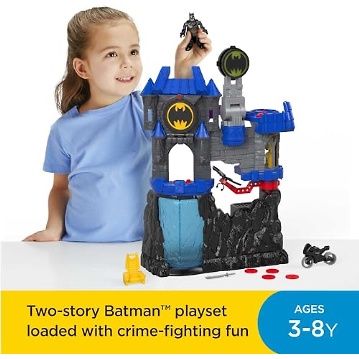 Fisher-Price Imaginext DC Super Friends Batman Toy, Wayne Manor Batcave Playset with Figure & Batcyle for Pretend Play Kids Ages 3+ Years (Amazon Exclusive)